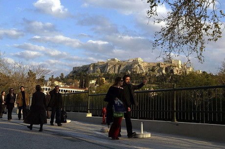 Athenians Tourists Enjoy Walk New Pedestrian Editorial Stock Photo ...
