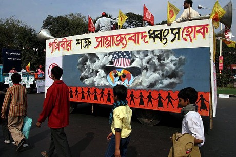 People Walk Next Huge Banner During Editorial Stock Photo - Stock Image ...