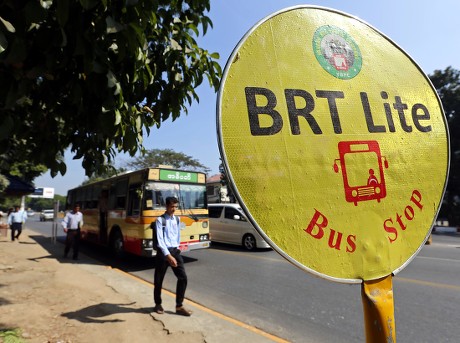 Bus Arrives Near Bus Stop Yangon Editorial Stock Photo - Stock Image ...