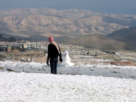 Palestinian Looks Snowman He Building On Editorial Stock Photo - Stock ...