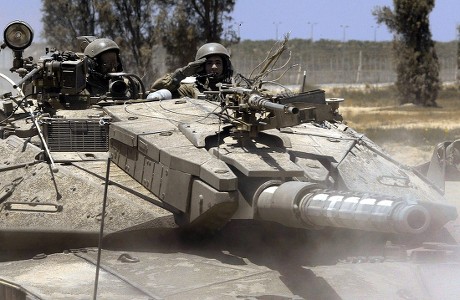 Israeli Merkava Tanks Gunner Salutes His Editorial Stock Photo - Stock ...