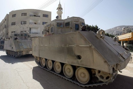 Two Israeli Tanks Patrol Streets During Editorial Stock Photo - Stock ...