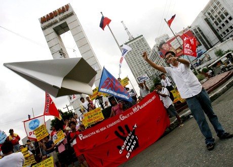 Filipino Protesters Hold Placards During Protest Editorial Stock Photo ...