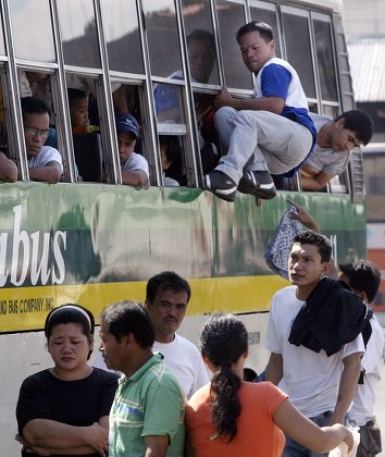 Filipino Passenger Climbs Into Window Bus Editorial Stock Photo - Stock ...