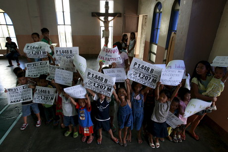 Filipino Children Display Their Placards Soup Editorial Stock Photo ...