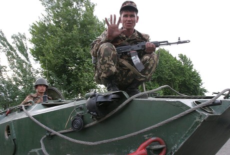 Uzbek Soldier Sitting Atop Apc Stops Editorial Stock Photo - Stock ...