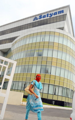 Employee Walks Past Satyam Computer Headquarters Editorial Stock Photo ...