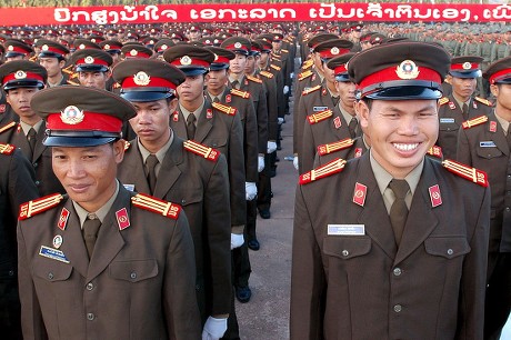 Laotian Soldiers Smile Front National Assembly Editorial Stock Photo ...