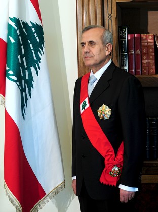 Lebanese President Michel Suleiman Poses Official Editorial Stock Photo ...