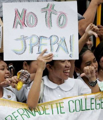 Filipino Nursing Students Shout Slogans During Editorial Stock Photo ...