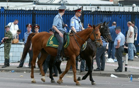 Mounted Police Pass Scene Explosions On Editorial Stock Photo - Stock ...