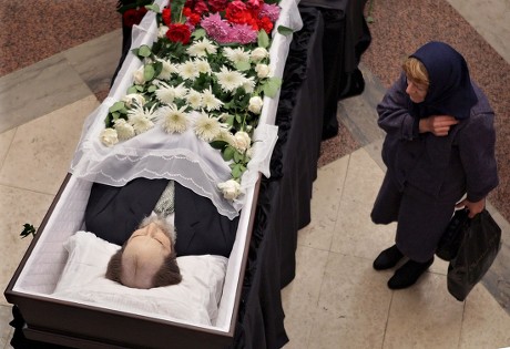 Woman Crosses Herself Coffin Body Famous Editorial Stock Photo - Stock ...