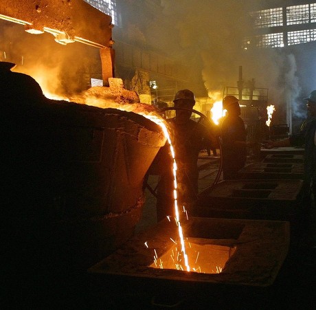 Workers Load Shapes Melted Iron Produced Editorial Stock Photo - Stock ...