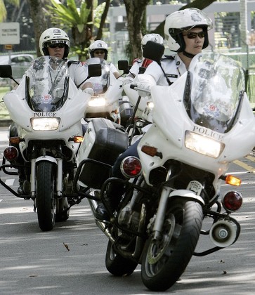 Singapore Police On Motorcycles Patrol Areas Editorial Stock Photo ...