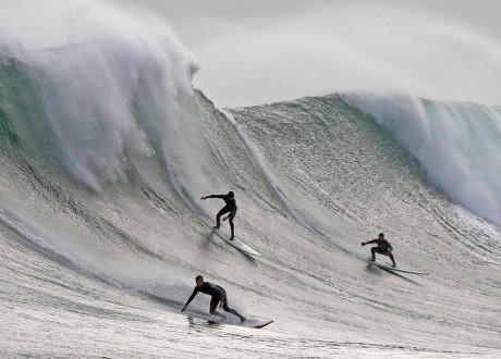 Big Wave Surfers Share Wave Offshore Editorial Stock Photo - Stock ...