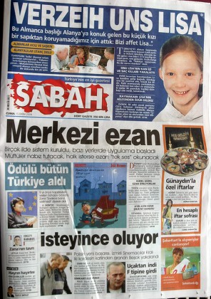 Turkish Daily Newspaper Sabah Made Front Editorial Stock Photo - Stock ...