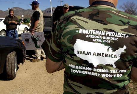 Protester Member Minuteman Project Stands Front Editorial Stock Photo ...