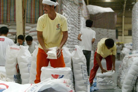 Filipino Workers Repack Rice Inside Warehouse Editorial Stock Photo ...