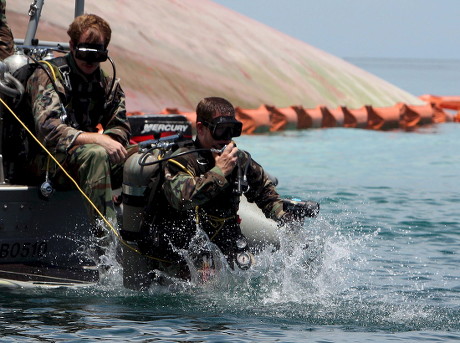 Us Navy Rescuer Jumps Water Near Editorial Stock Photo - Stock Image ...