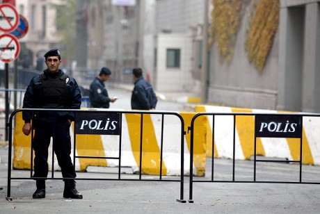 Turkish Riot Police Guards Behind Concrete Editorial Stock Photo ...