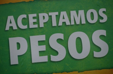 Sign Saying We Accept Pesos Displayed Editorial Stock Photo - Stock ...