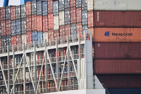 Containers Stacked On Deck Ship Loading Editorial Stock Photo - Stock ...