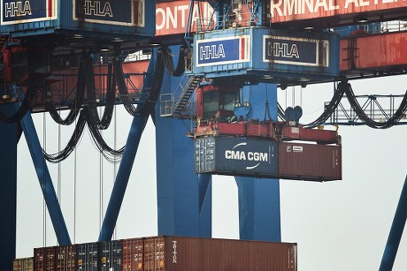 Cranes Unload Containers Container Ship Loading Editorial Stock Photo ...