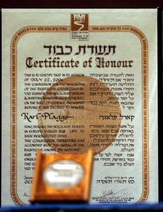 Righteous Among Nations Certificate Medal Given Editorial Stock Photo ...
