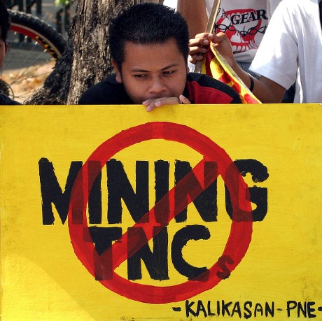Militant Filipino Holds Protest Placard During Editorial Stock Photo ...