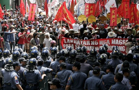 Filipino Protester Holds Sign Front Riot Editorial Stock Photo - Stock ...