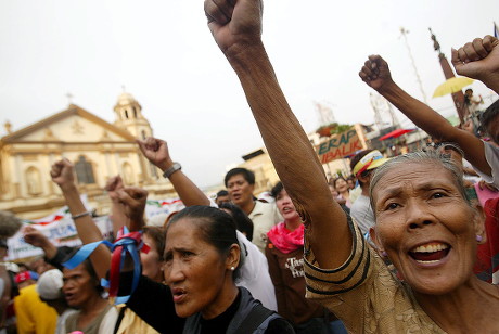 Filipino Activists Wave Their Flags During Editorial Stock Photo ...