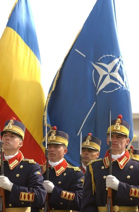 Romanian Honor Guard Presents Arms Front Editorial Stock Photo - Stock ...