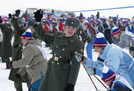 Military Student Raises Ribbon Thousands Skiers Editorial Stock Photo ...