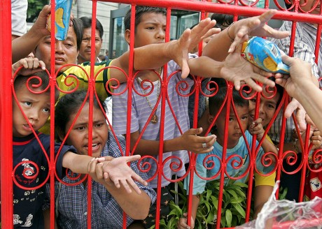 Poor Thai People Try Grab Donated Editorial Stock Photo - Stock Image ...