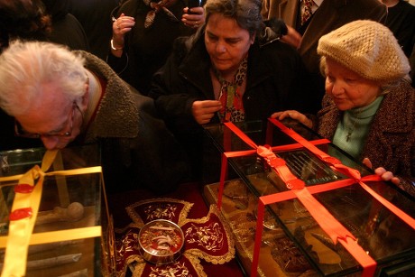Orthodox Christians Kiss Glass Boxes Relics Editorial Stock Photo ...