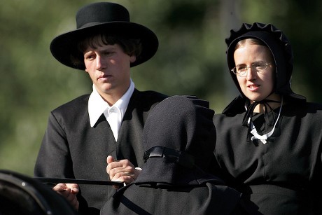 Amish Men Talk Near Cemetery Where Editorial Stock Photo - Stock Image ...
