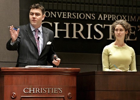 Christies Auctioneer Richard Brierley Acknowledges Bid Editorial Stock ...