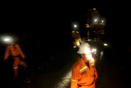 Indonesian Miners Walk Tunnel During Drilling Editorial Stock Photo ...