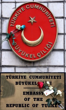 Roses Taped On Emblem Turkish Diplomatic Editorial Stock Photo - Stock ...