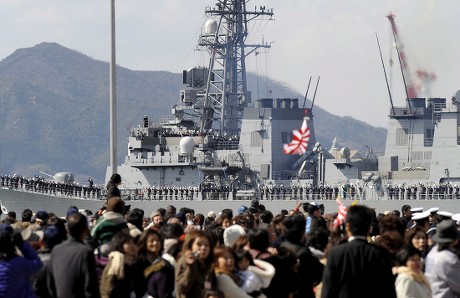 Navy Personnel Japanese Destroyer Samidare Wave Editorial Stock Photo ...