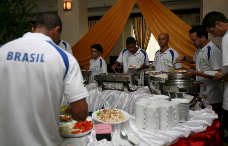 Brazilian Footballers Have Their Lunchin Their Editorial Stock Photo ...