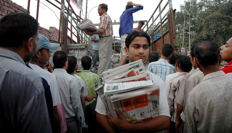 Newspaper Hawkers Collect Newspapers Distribution Vehicle Editorial ...