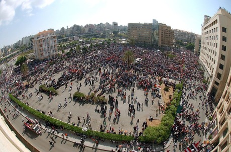 Lebanese Demonstrators During Protest Against Governments Editorial ...