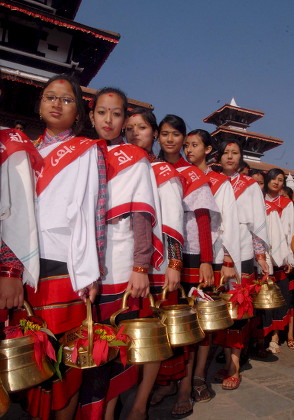 Line Young Newari Girl Wearing Traditional Editorial Stock Photo ...