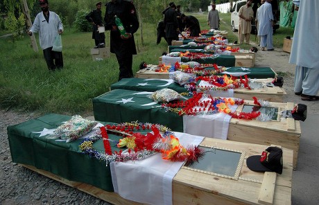 Pakistani Paramilitary Soldiers Place Coffins Their Editorial Stock ...