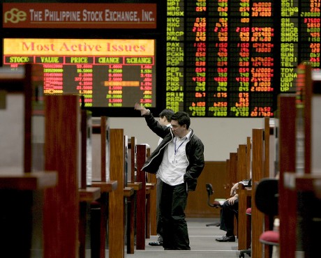 Filipino Trader Gestures Philippine Stock Exchange Editorial Stock ...
