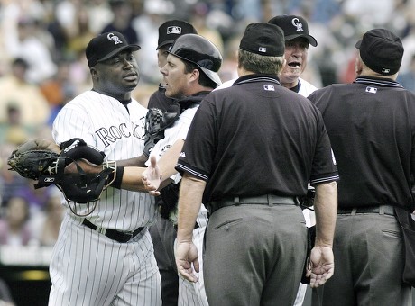 Rockies Pitcher Dohmann King Restrained By Editorial Stock Photo ...