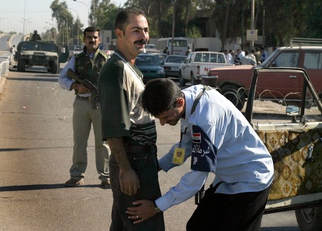 Iraqi Policeman Searches Driver Car Near Editorial Stock Photo - Stock ...
