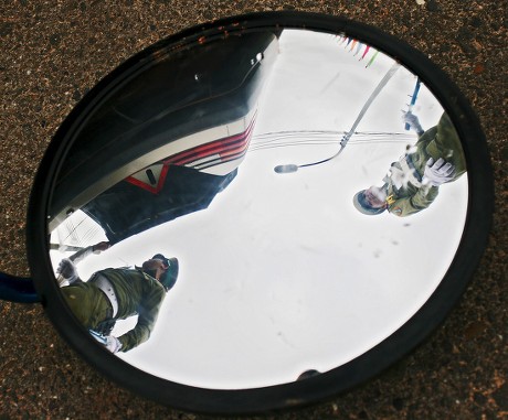 Laotian Police Officers Reflected Security Mirrors Editorial Stock ...