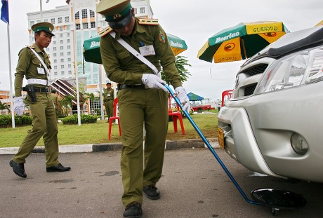 Laotian Police Officers Performing Security Checks Editorial Stock ...